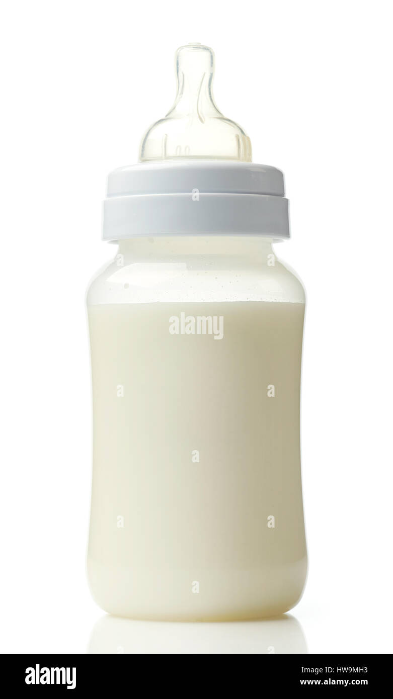 Baby milk bottle isolated on white background Stock Photo - Alamy