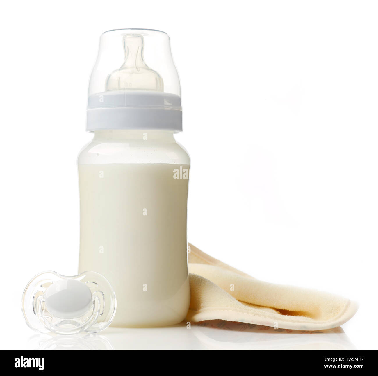 baby milk bottle and pacifier isolated on white background Stock Photo ...