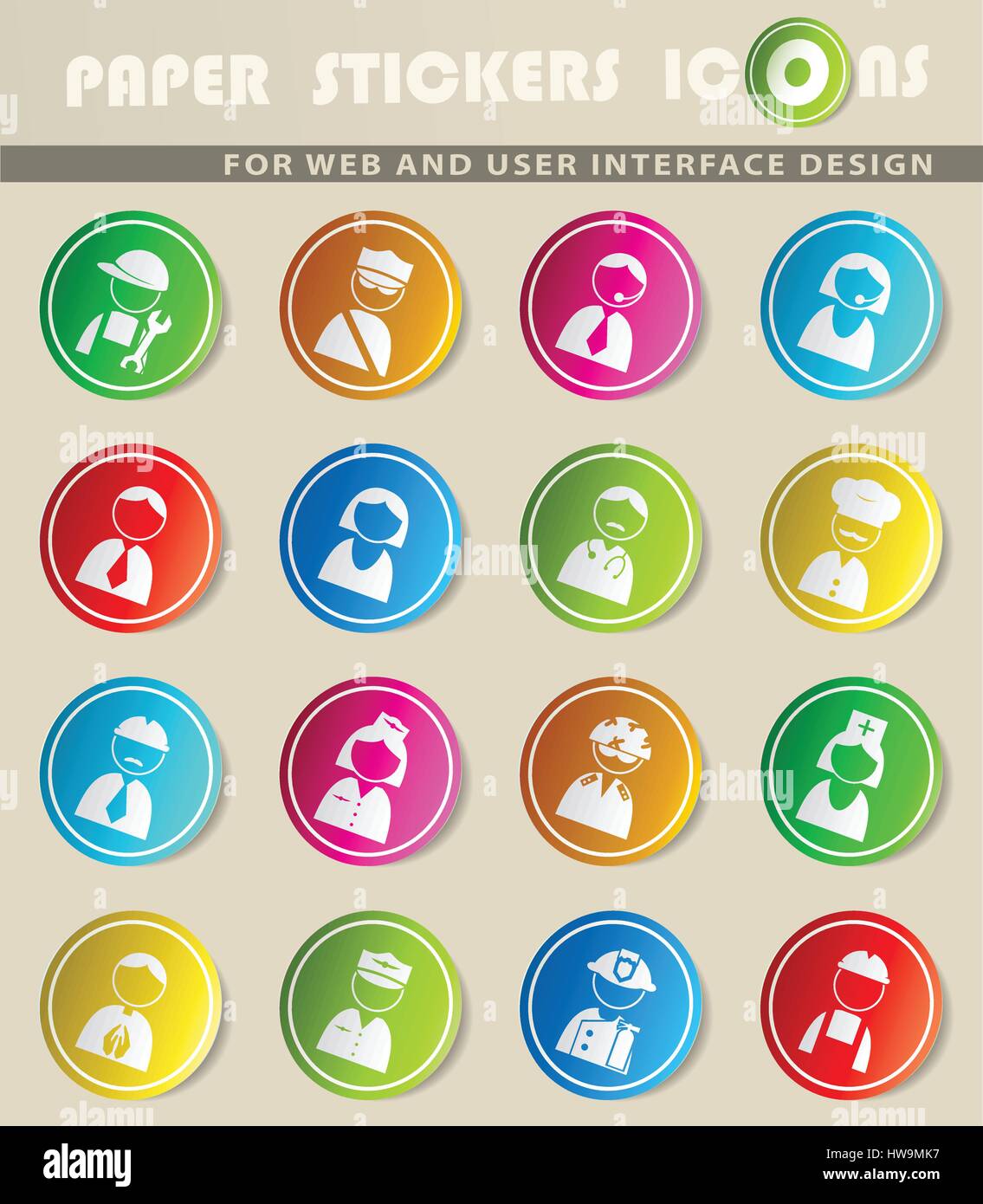 profession vector icons for user interface design Stock Vector Image ...