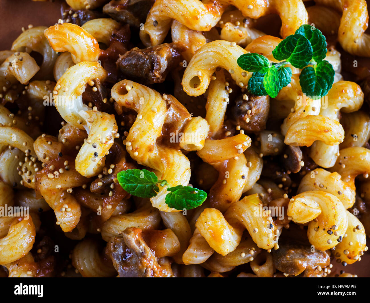 Overhead View Of Delicious Pasta Dish Stock Photo - Alamy