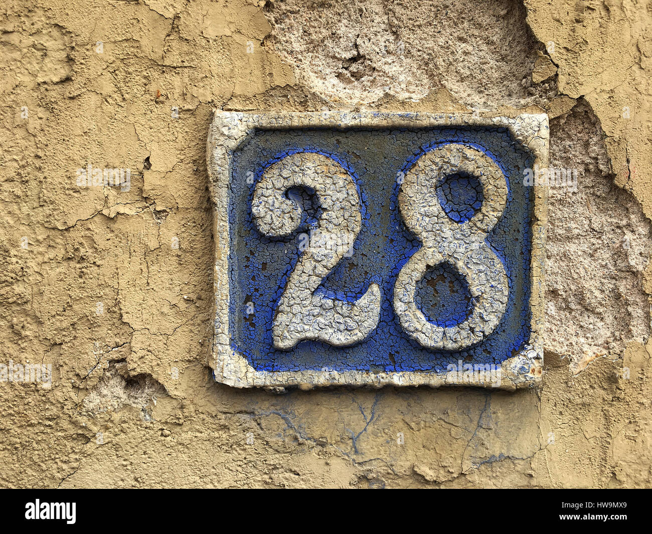 Vintage grunge square metal rusty plate of number of street address ...