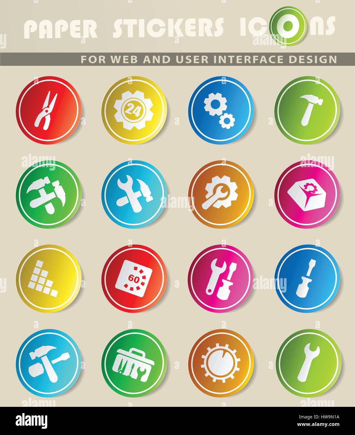 settings vector icons for user interface design Stock Vector Image ...