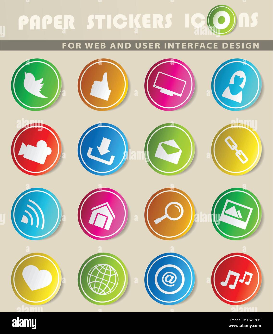 social media vector icons for user interface design Stock Vector Image ...
