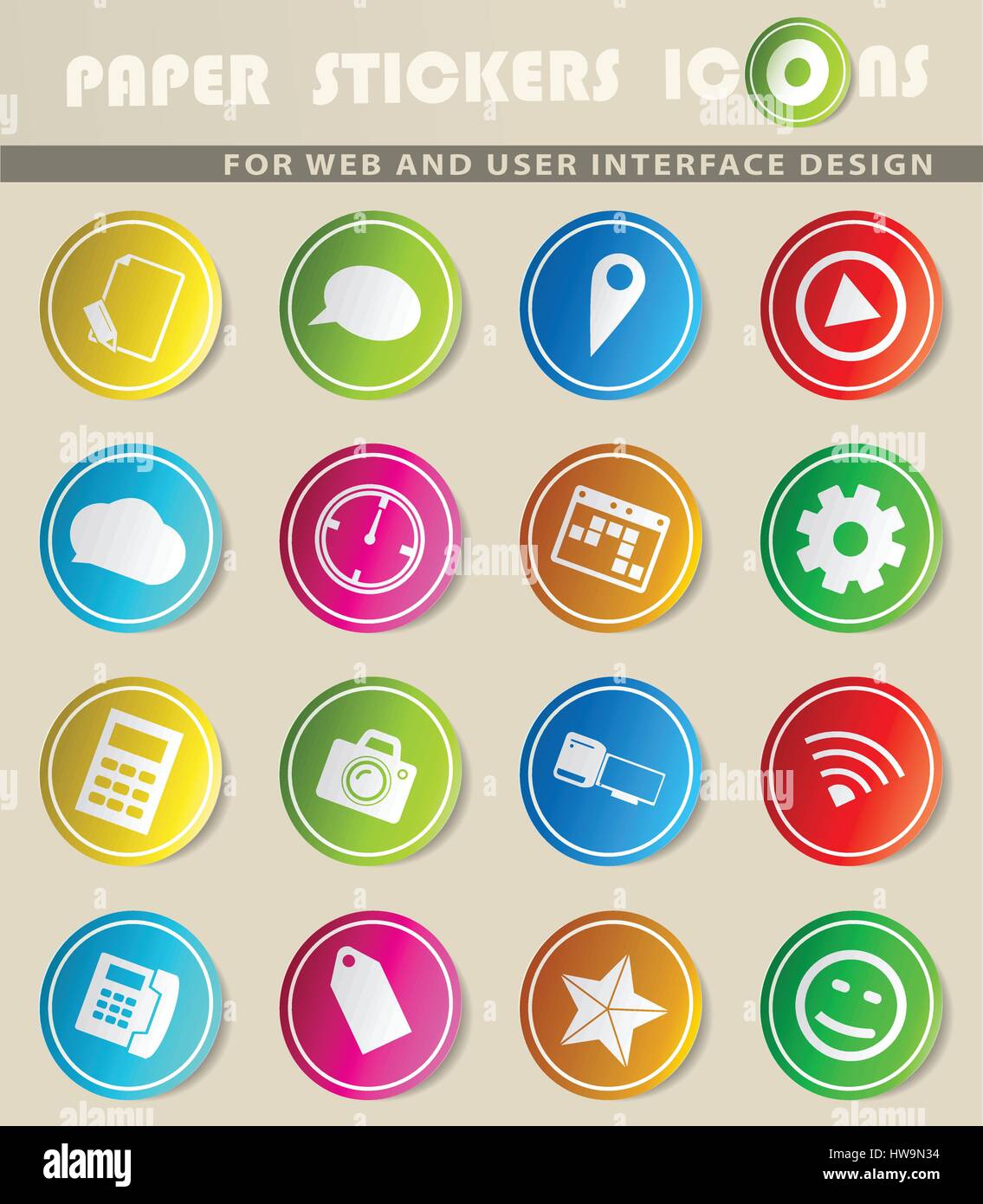 social media vector icons for user interface design Stock Vector Image ...