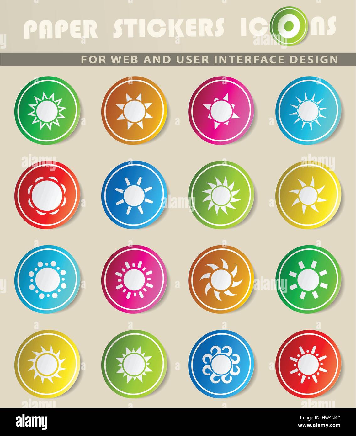 sun vector icons for user interface design Stock Vector Image & Art - Alamy