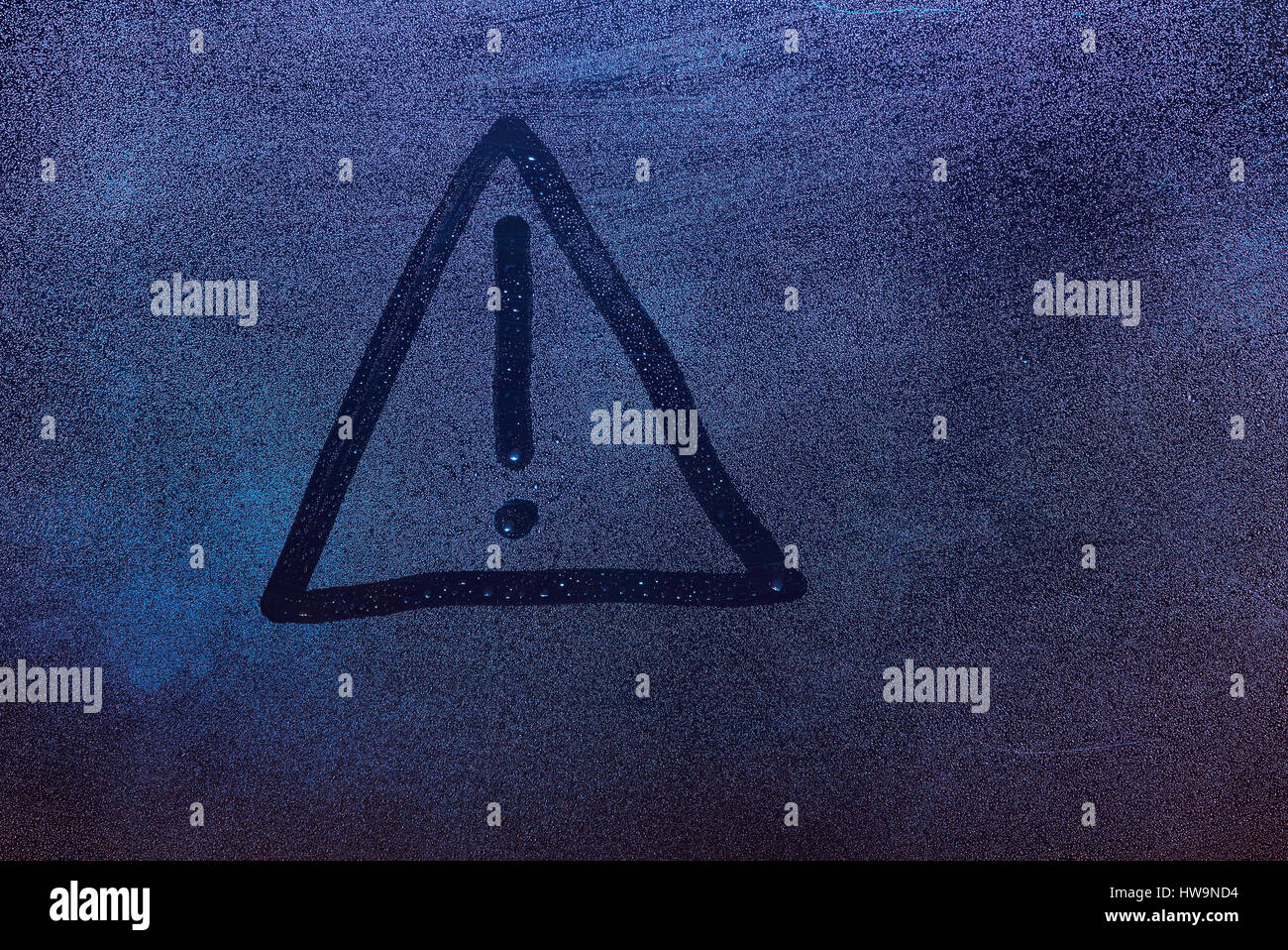 Exclamation mark draw on frozen window background. Exclamation point on ...