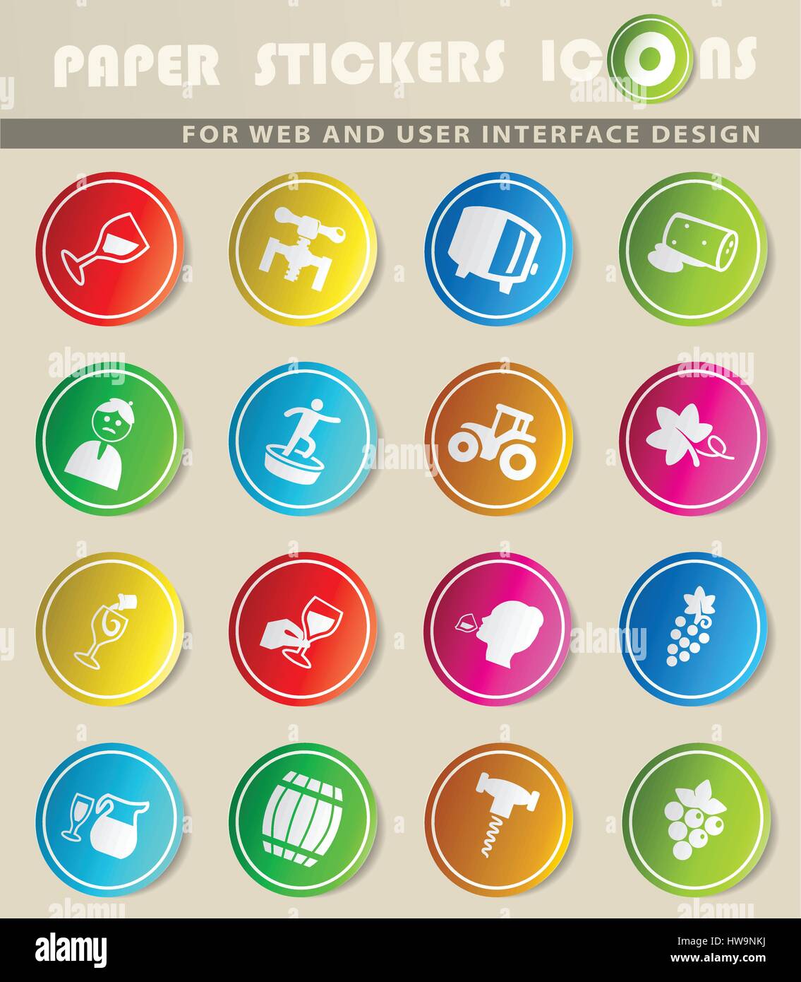 vineyard vector icons for user interface design Stock Vector Image ...