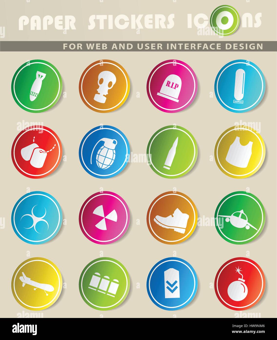 war symbols vector icons for user interface design Stock Vector Image ...