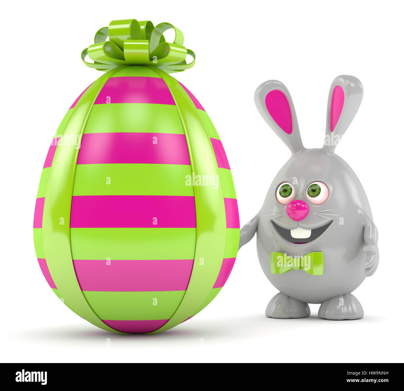 3d rendering of Easter bunny egg with present egg isolated over white ...