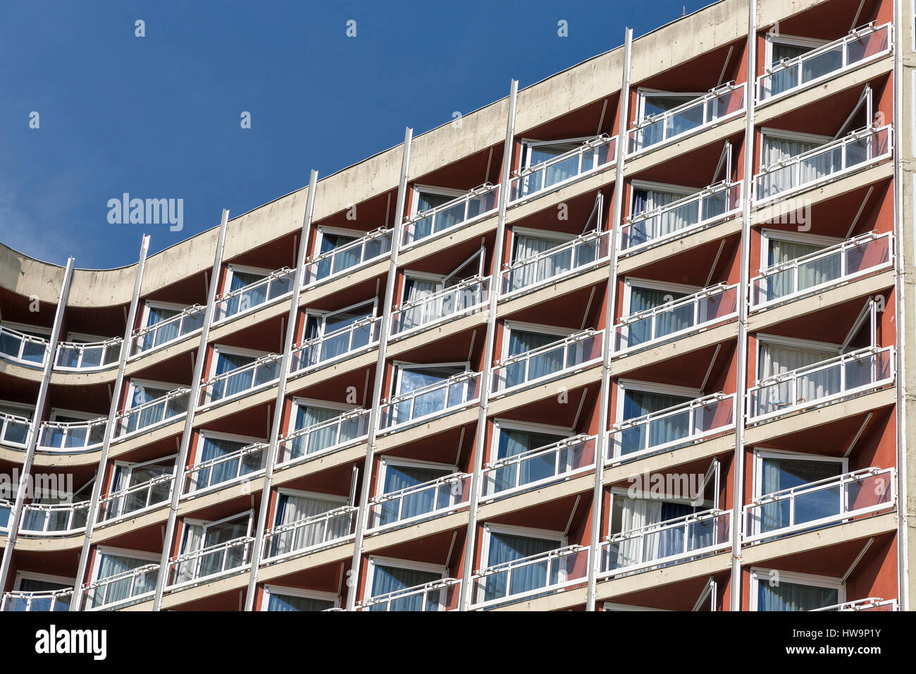 Modern hotel facade balconies closeup Stock Photo - Alamy