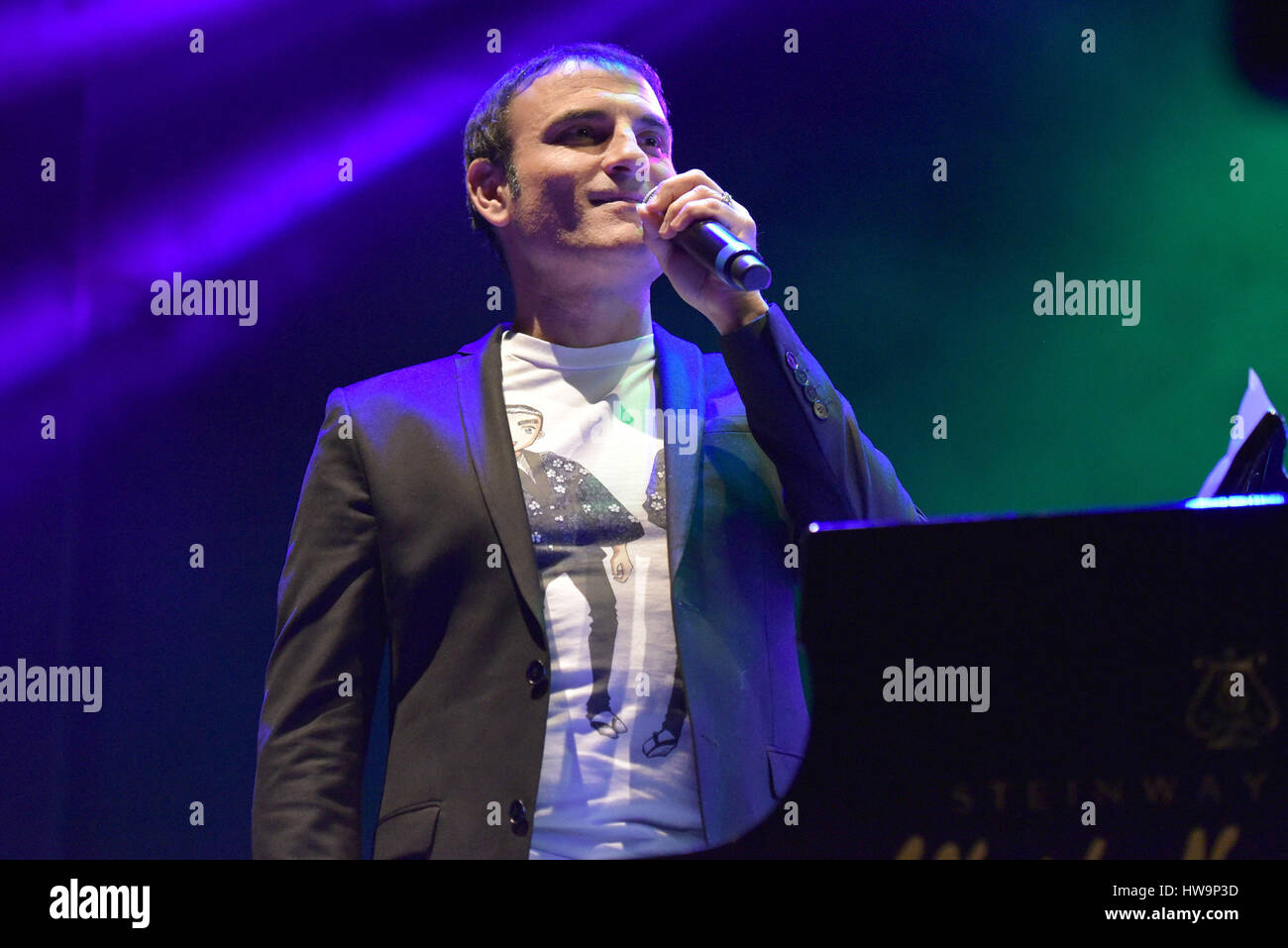 Naples, Italy. 18th Mar, 2017. Sal Da Vinci during the show ""Je sto ...