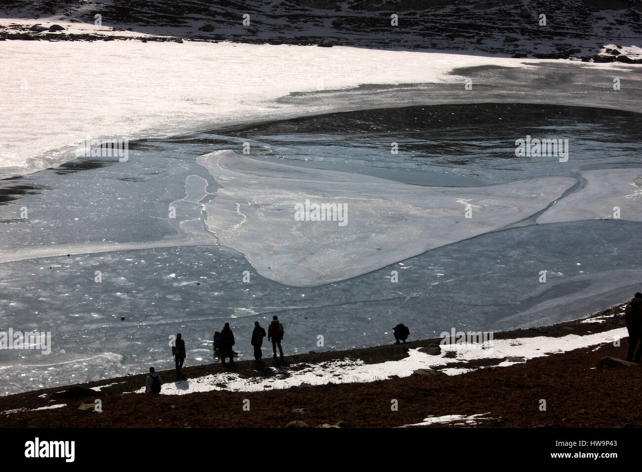 Anantnag, India. 24th Dec, 2016. A group of Trekkers look on towards ...