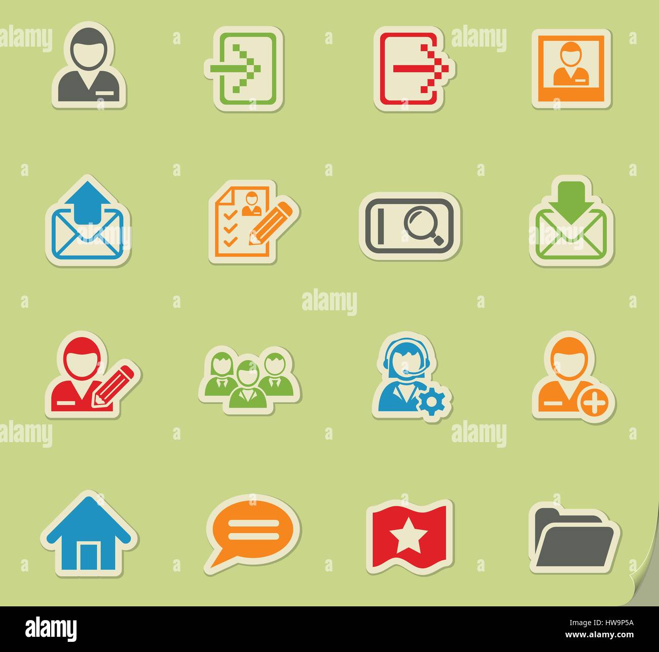 accaunt web icons on color paper stickers for user interface Stock ...