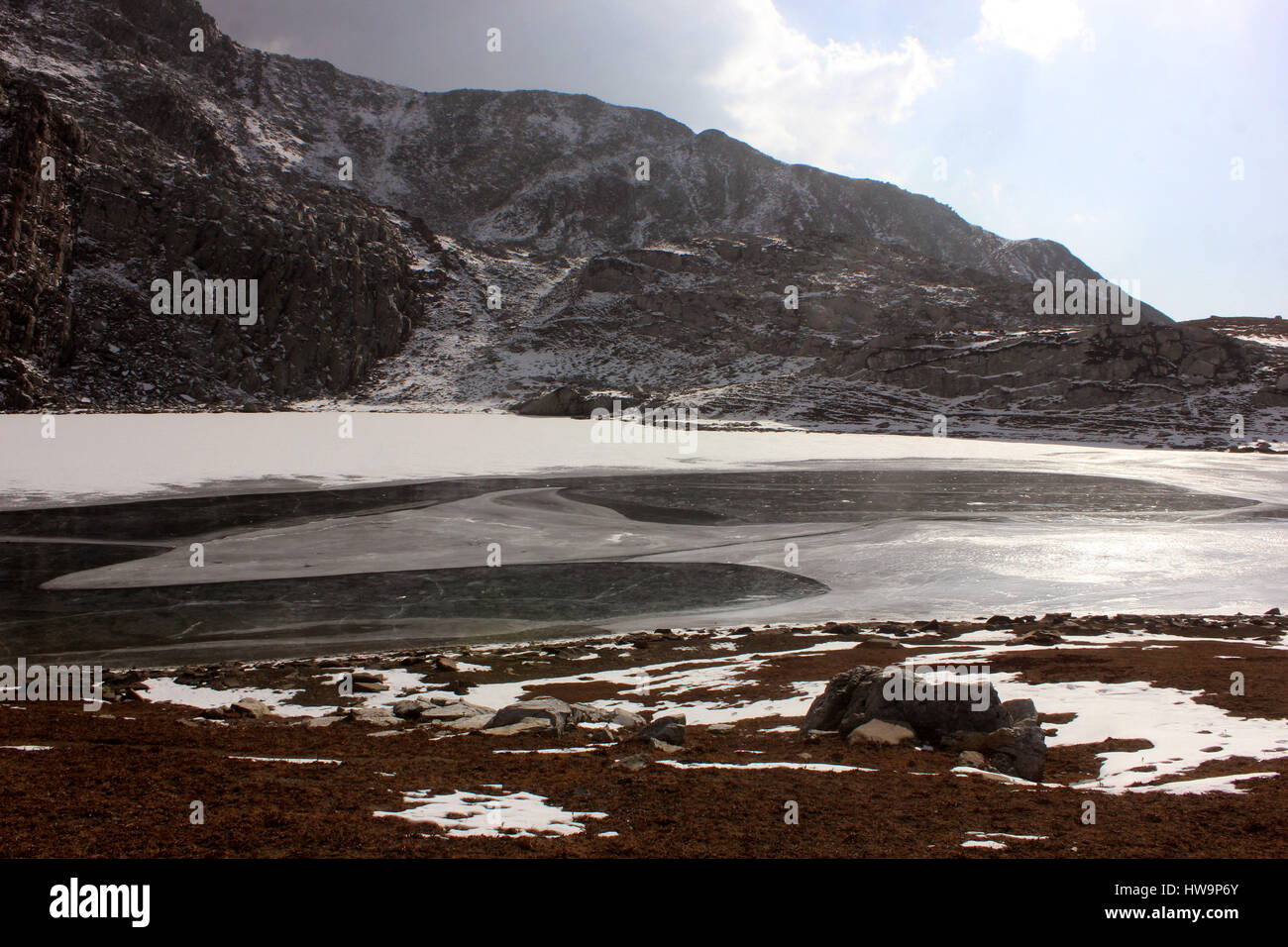 Anantnag, India. 24th Dec, 2016. A View of the frozen Surface of ...