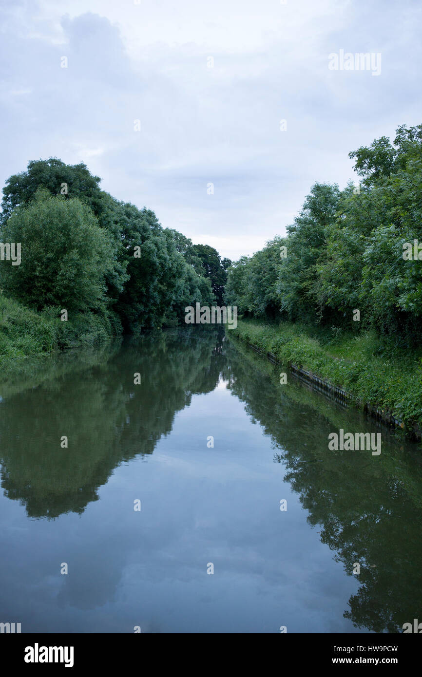 green canal waterway, trees, calm and peaceful Stock Photo - Alamy