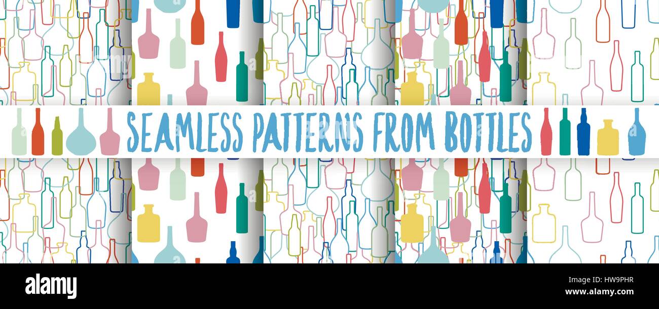 Set wine bottles pattern hi-res stock photography and images - Alamy