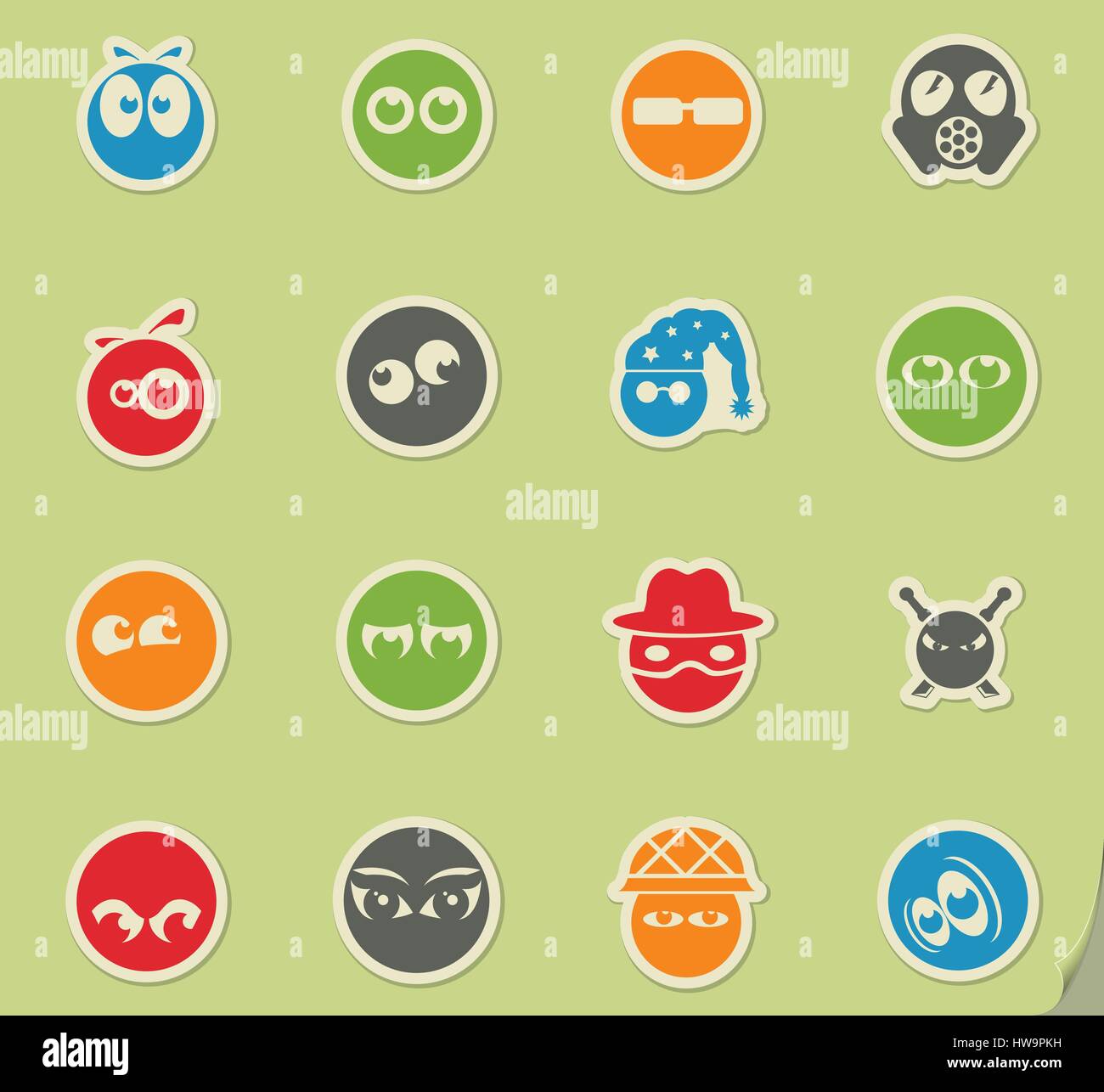 Emotions and glances simply symbols for web and user interface Stock ...