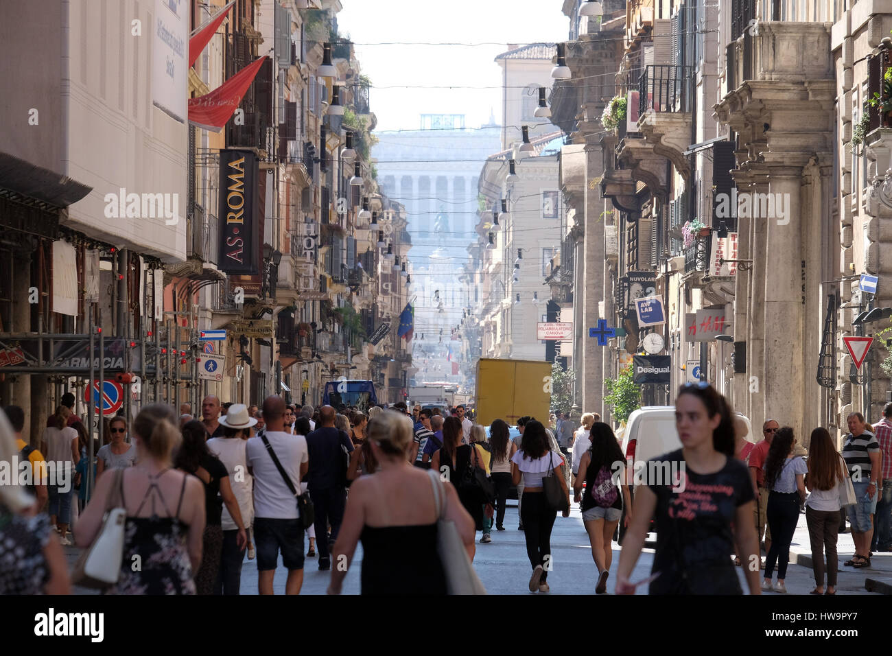 Tourists walking on the Old Town street of Rome, Italy on September 02 ...