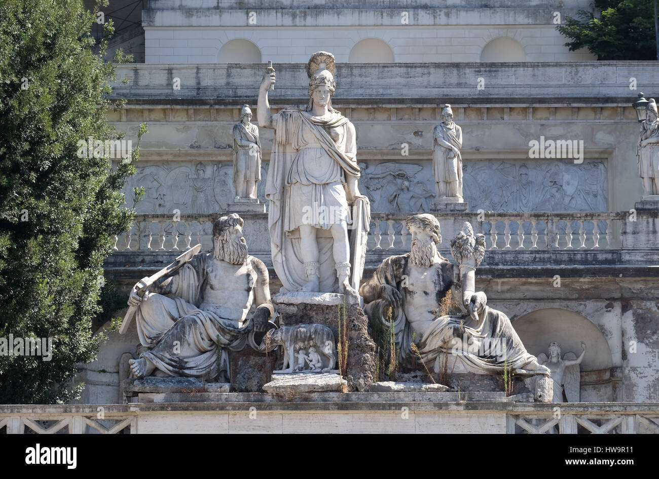 Pincio Terrace, goddess Roma between Tiber and Aniene, Piazza del ...