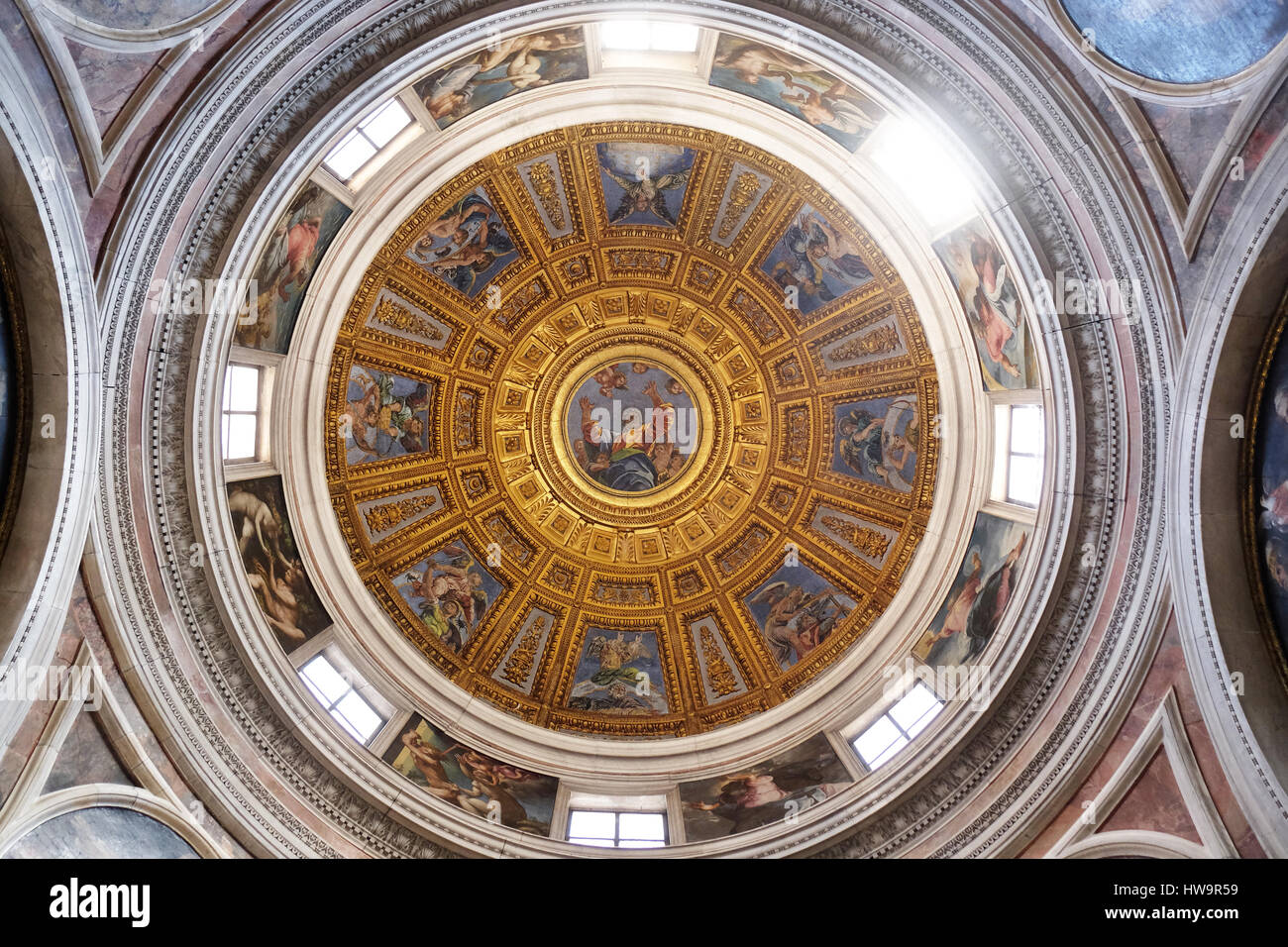 The cupola in Chigi chapel designed by Raphael, painting of the ...