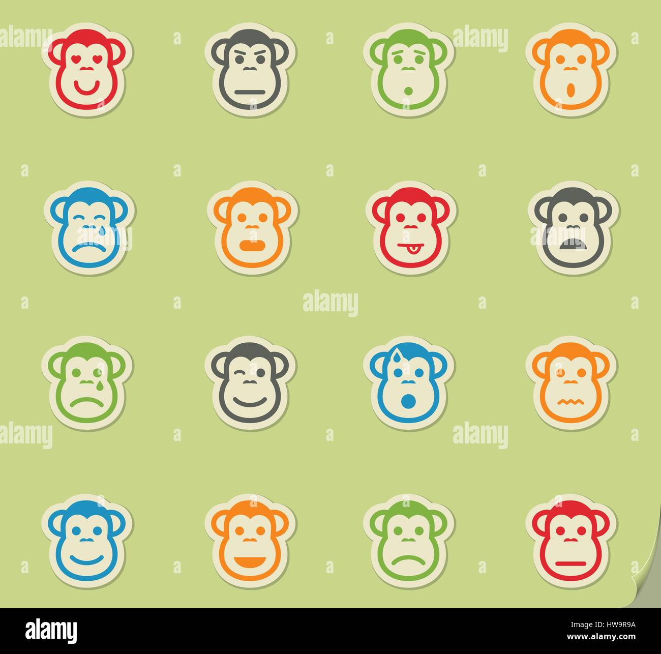 Monkey emotions simply symbol for web icons and user interface Stock ...