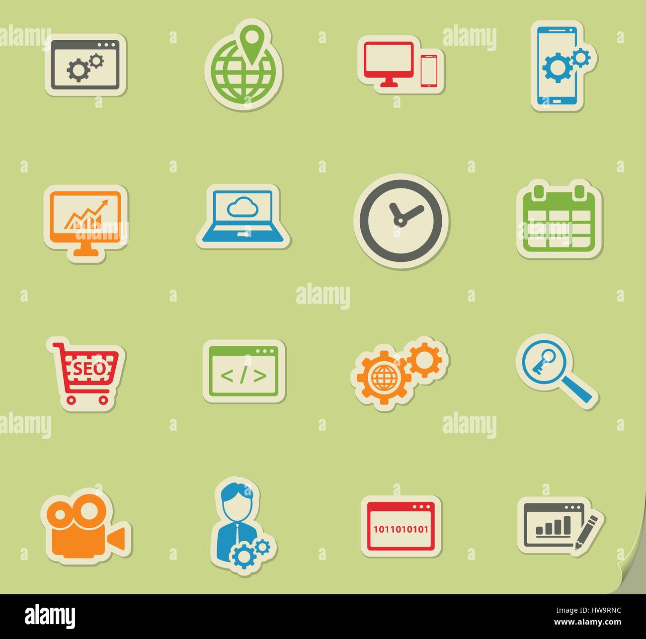 SEO and development simply symbols for web icons Stock Vector Image ...