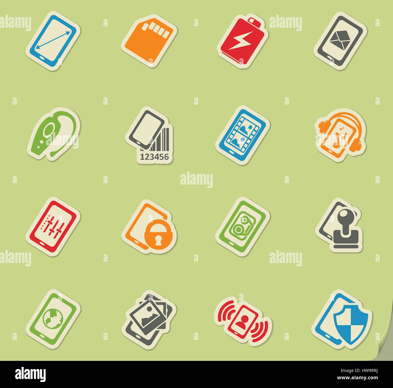 Mobile or cell phone, smartphone, specifications and functions icons ...