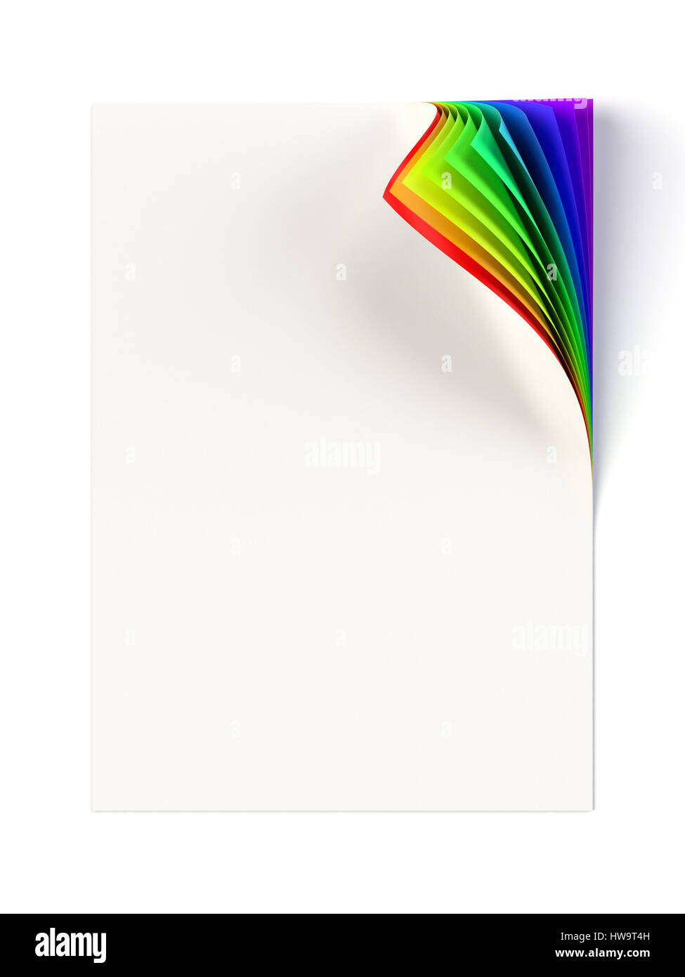 Rainbow colored curled corner on a blank document mock up Stock Photo ...