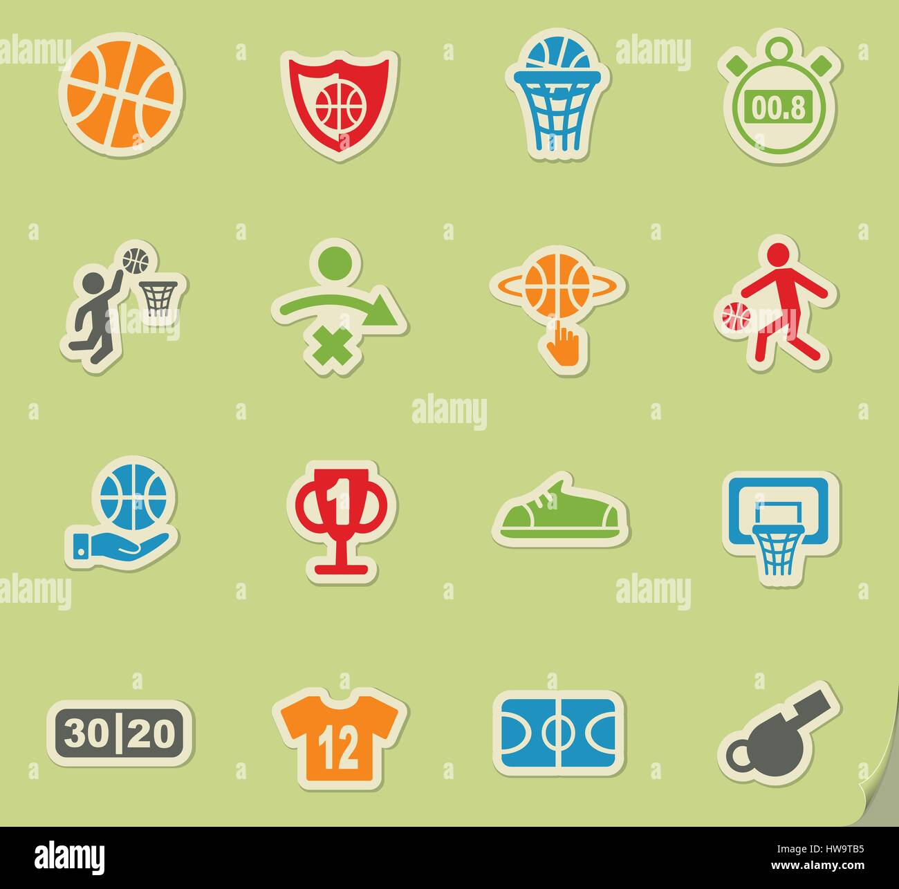 basketball icon set web icons for user interface design Stock Vector ...