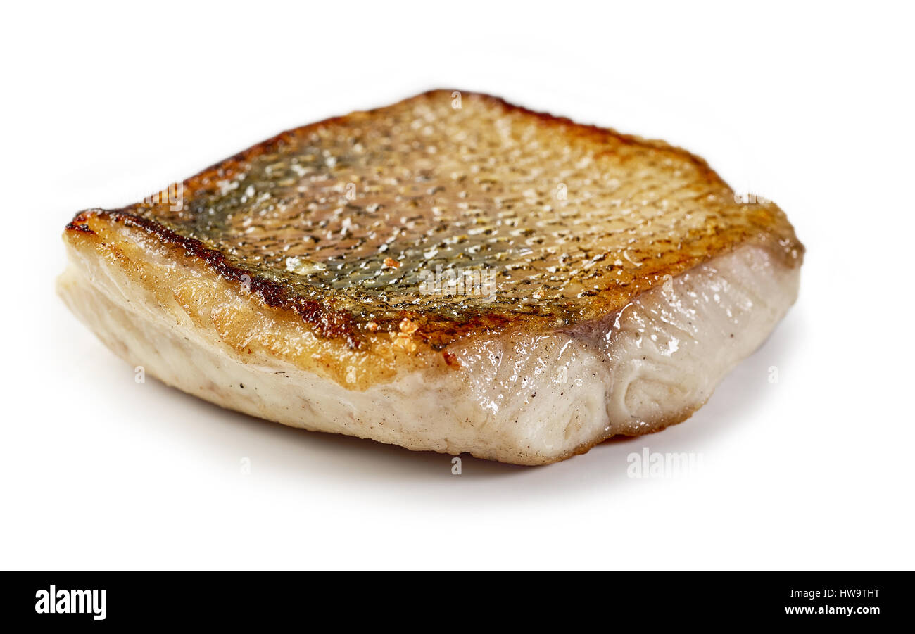 fried pike perch fillet isolated on white background Stock Photo - Alamy