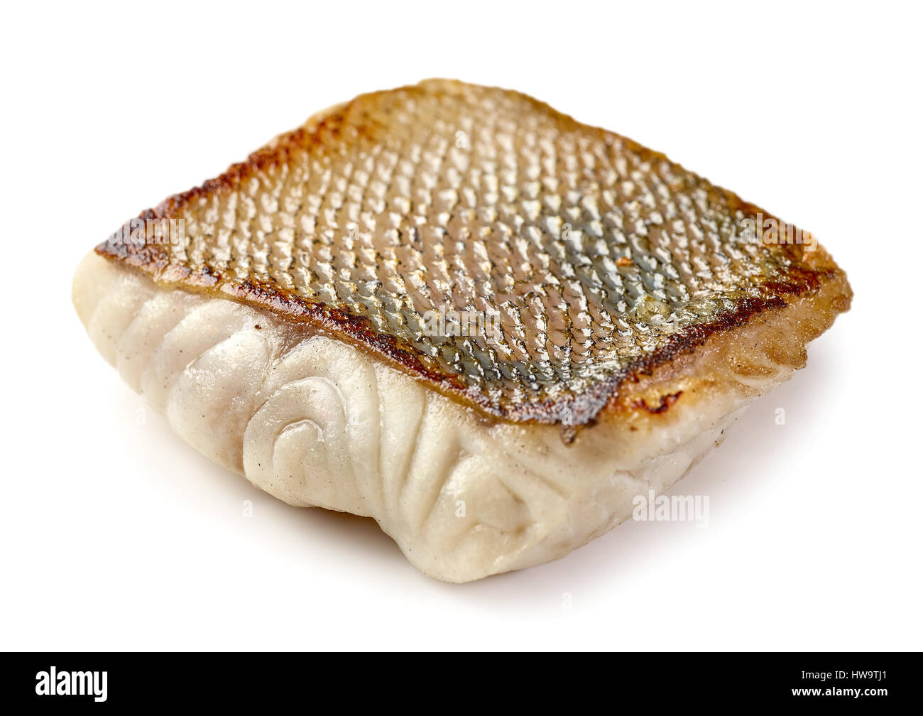 fried pike perch fillet isolated on white background Stock Photo - Alamy