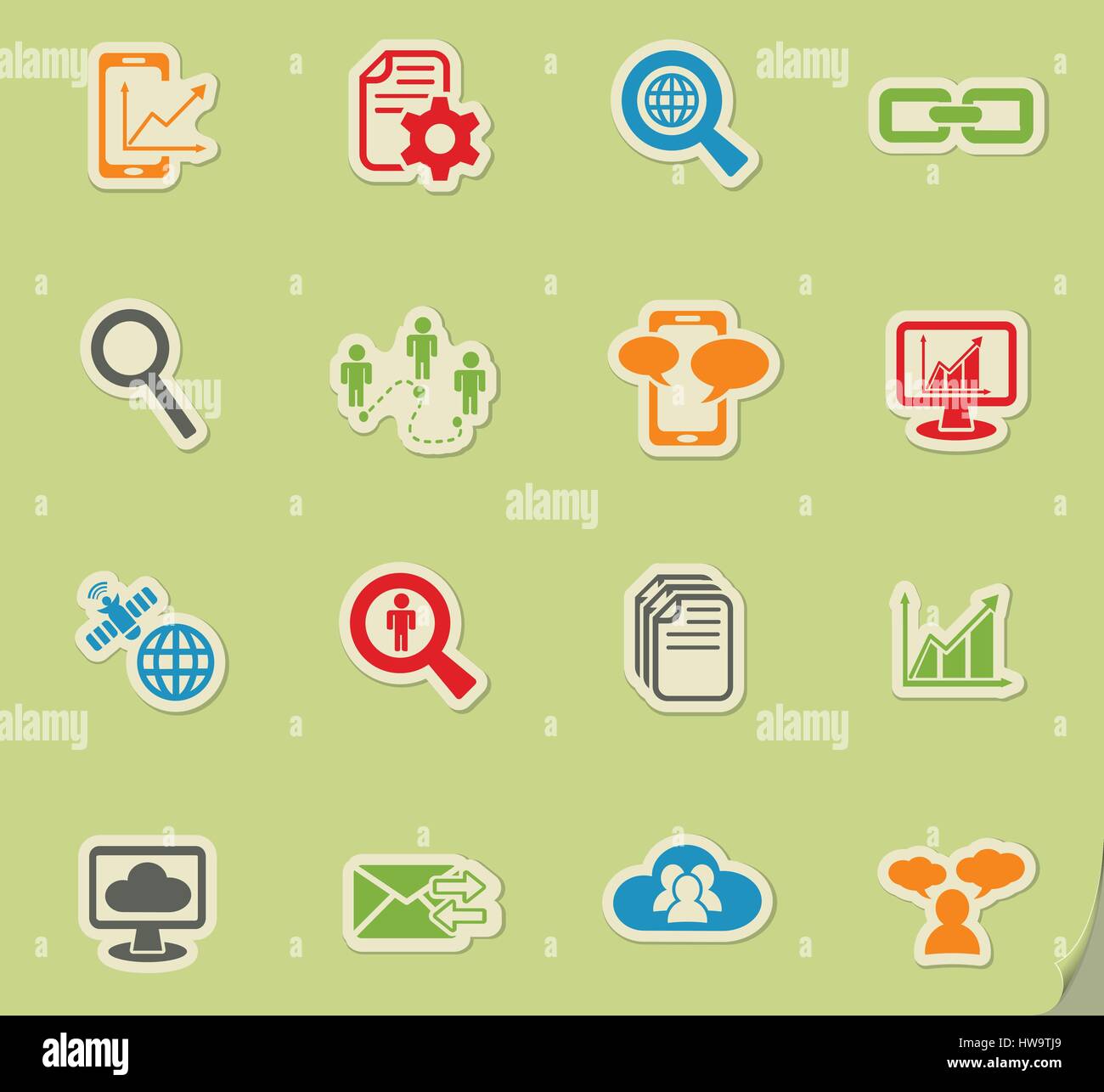 data analytic and social network web icons for user interface design Stock Vector Image & Art ...