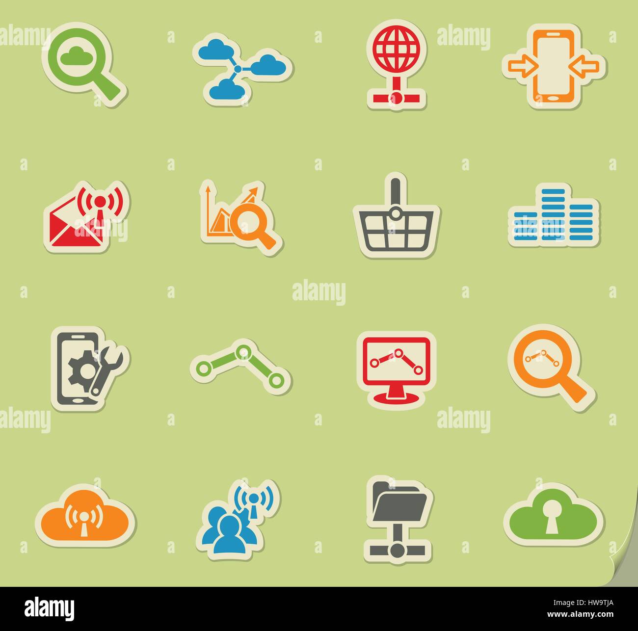 data analytic and social network web icons for user interface design Stock Vector Image & Art ...