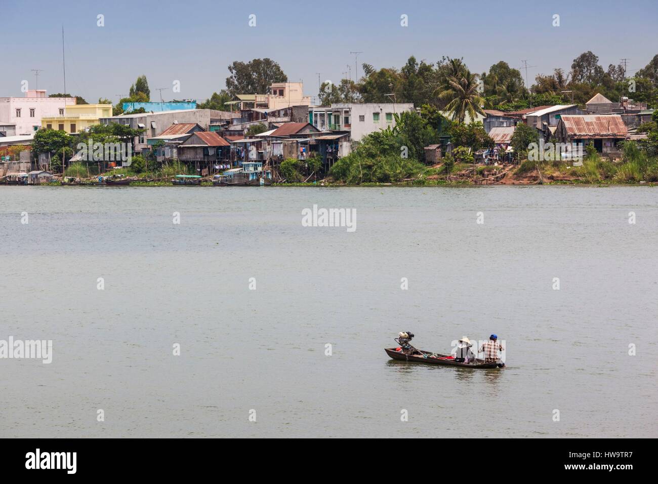 Vietnam, Mekong Delta, Chau Doc, Hau Giang River, riverfront Stock ...