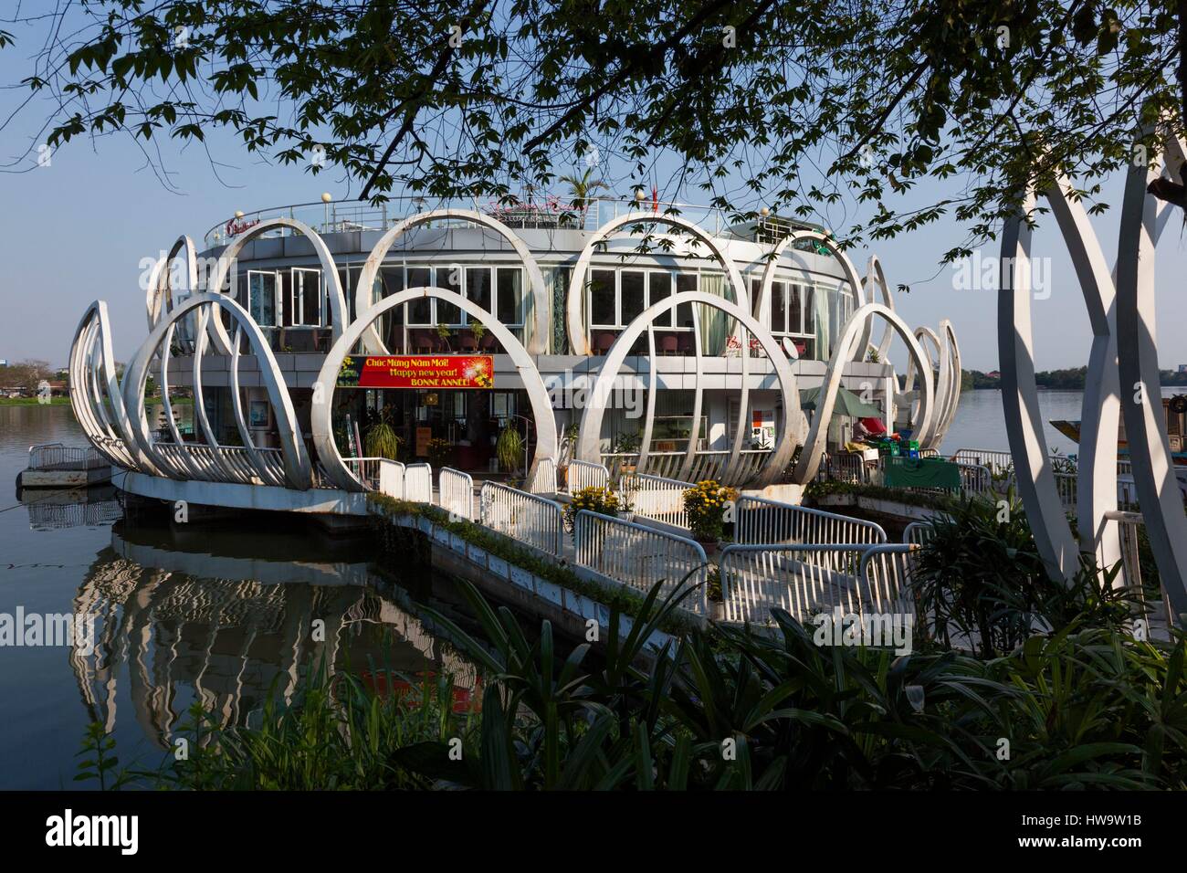 Vietnam, Hue, Song Huong Floating Restaurant, Perfume river Stock Photo ...