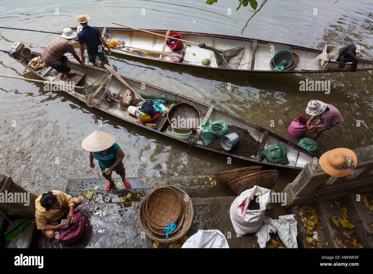 Vietnam, Hue, Perfume River river port, elevated view Stock Photo - Alamy