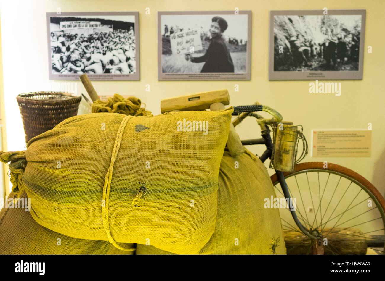 Vietnam, Hanoi, Vietnam Military History Museum, millitary bicycle used by Vietcong guerillas ...