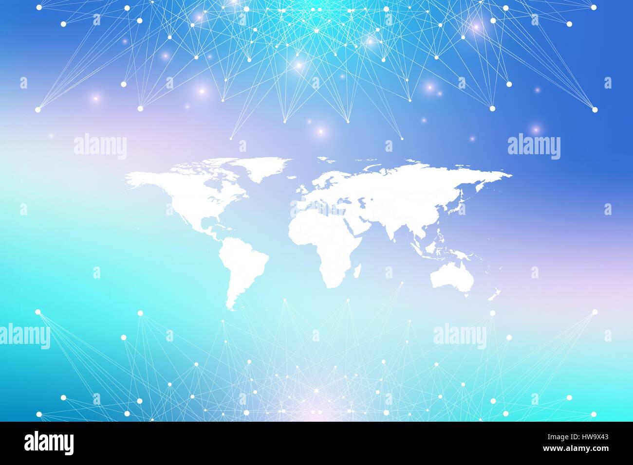 Political World Map with global technology networking concept. Digital ...