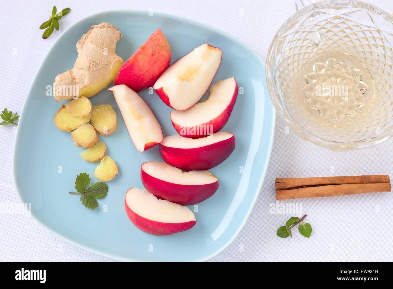 Red apples and ginger slices Stock Photo - Alamy