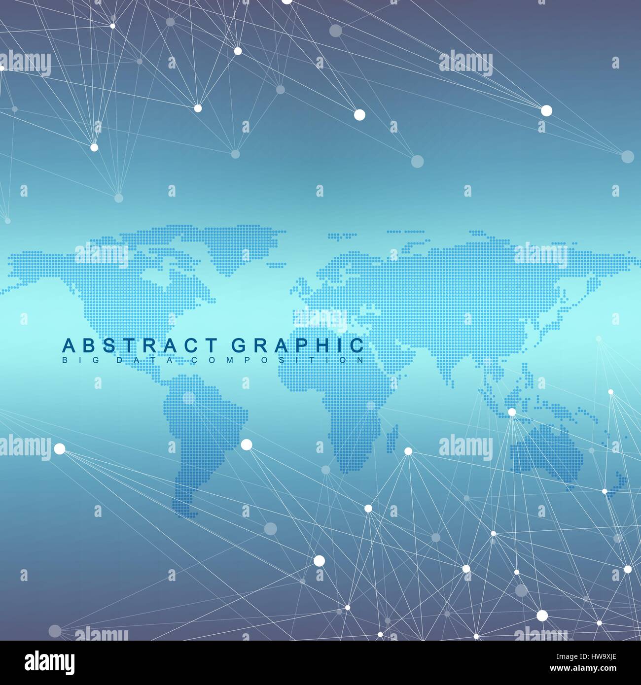 Geometric graphic background communication with Dotted World Map. Big ...