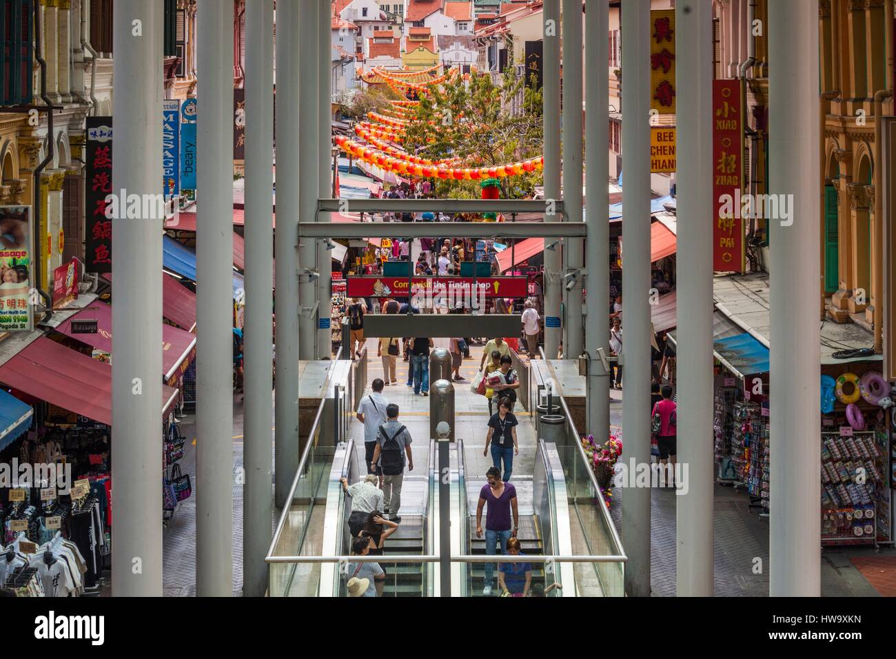 Singapore, Chinatown, Chinatown MRT station, elevated view Stock Photo ...