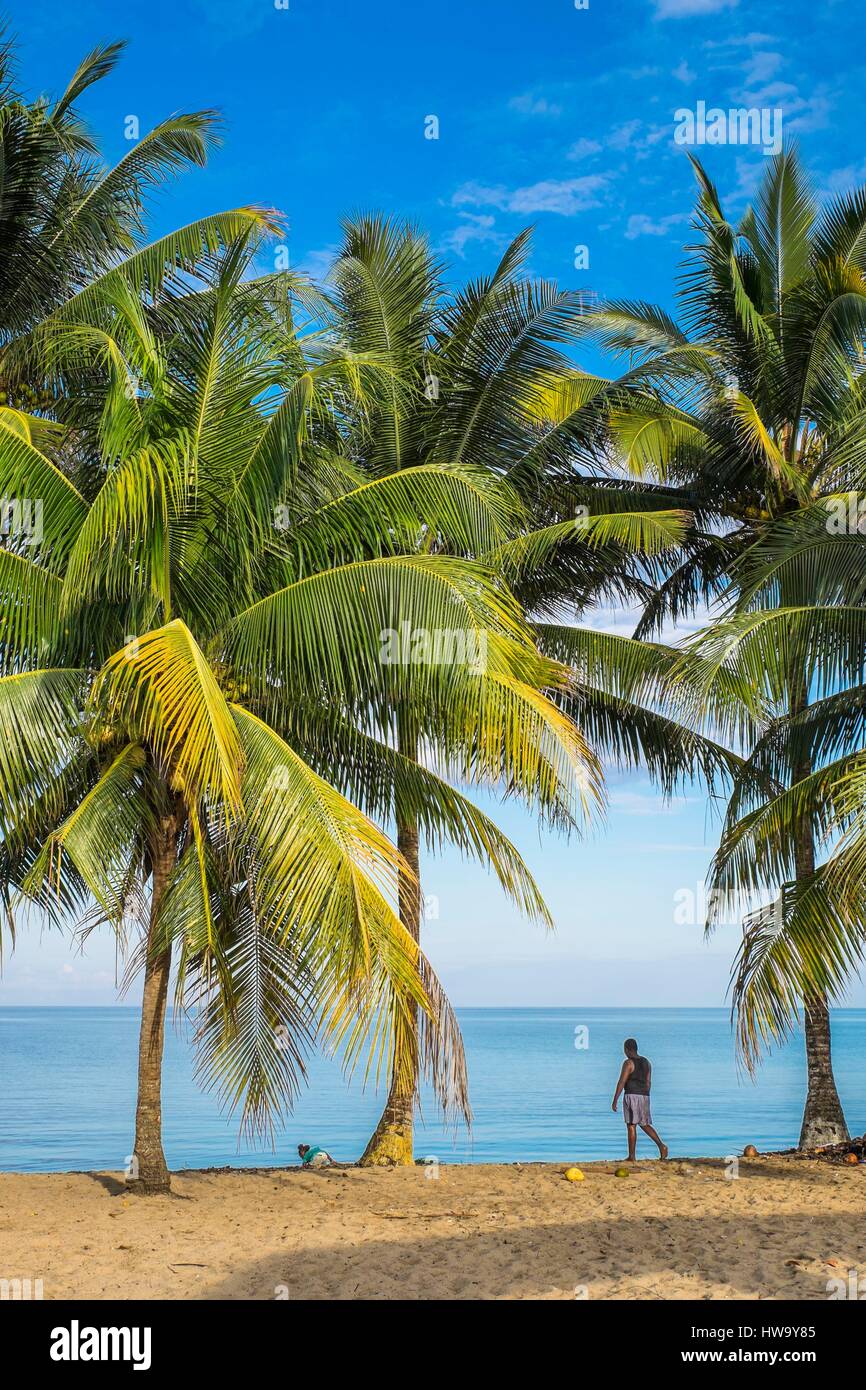 Belize, Stann Creek district, Hopkins, little garifuna fishing village ...