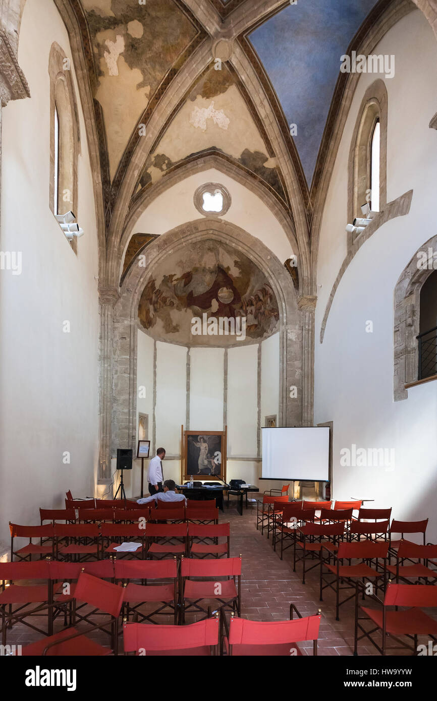 PALERMO, ITALY - JUNE 24, 2011: people in chapel of Palazzo Chiaramonte ...
