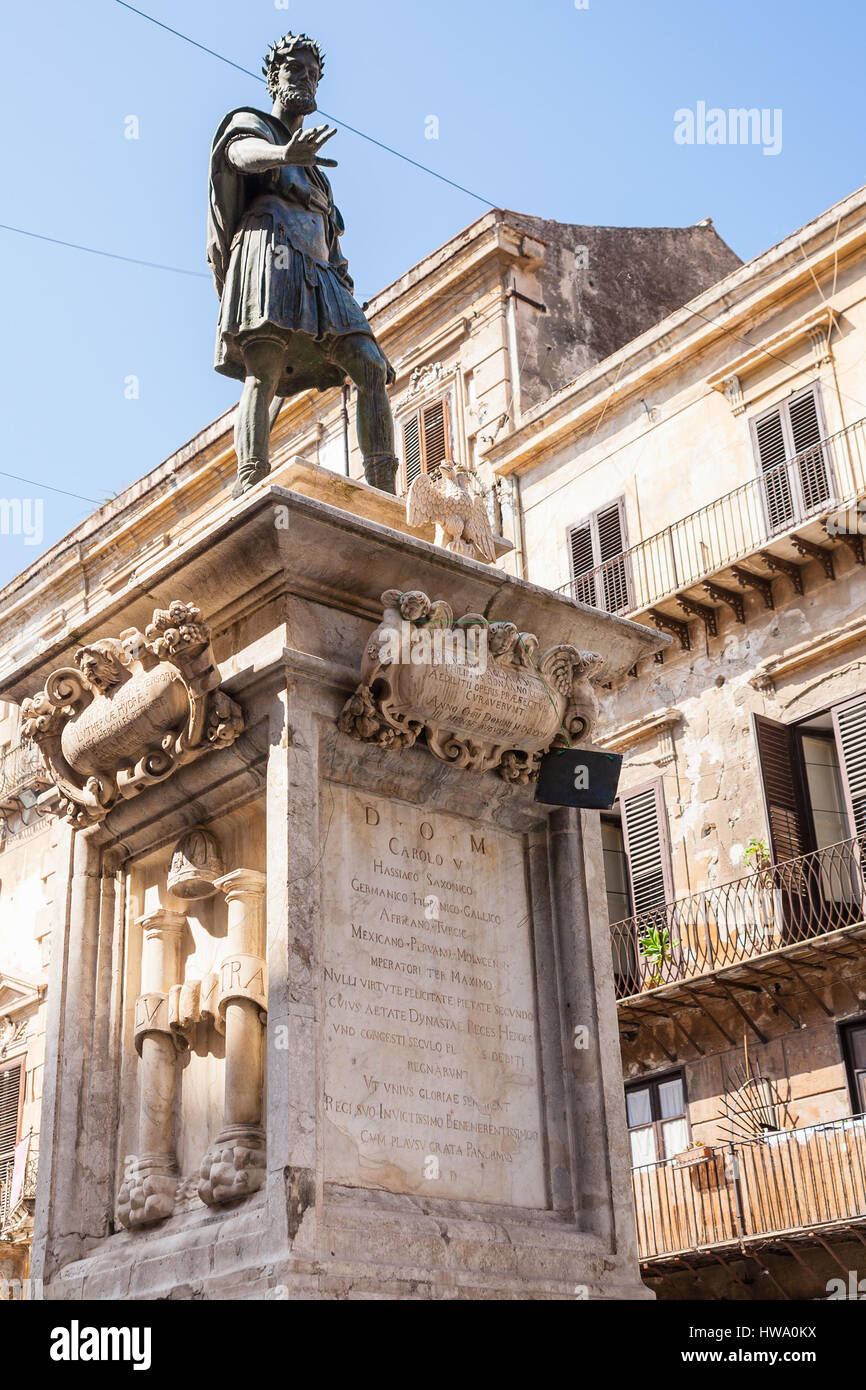 travel to Italy - monument of Charles V spanish king of Sicily in ...
