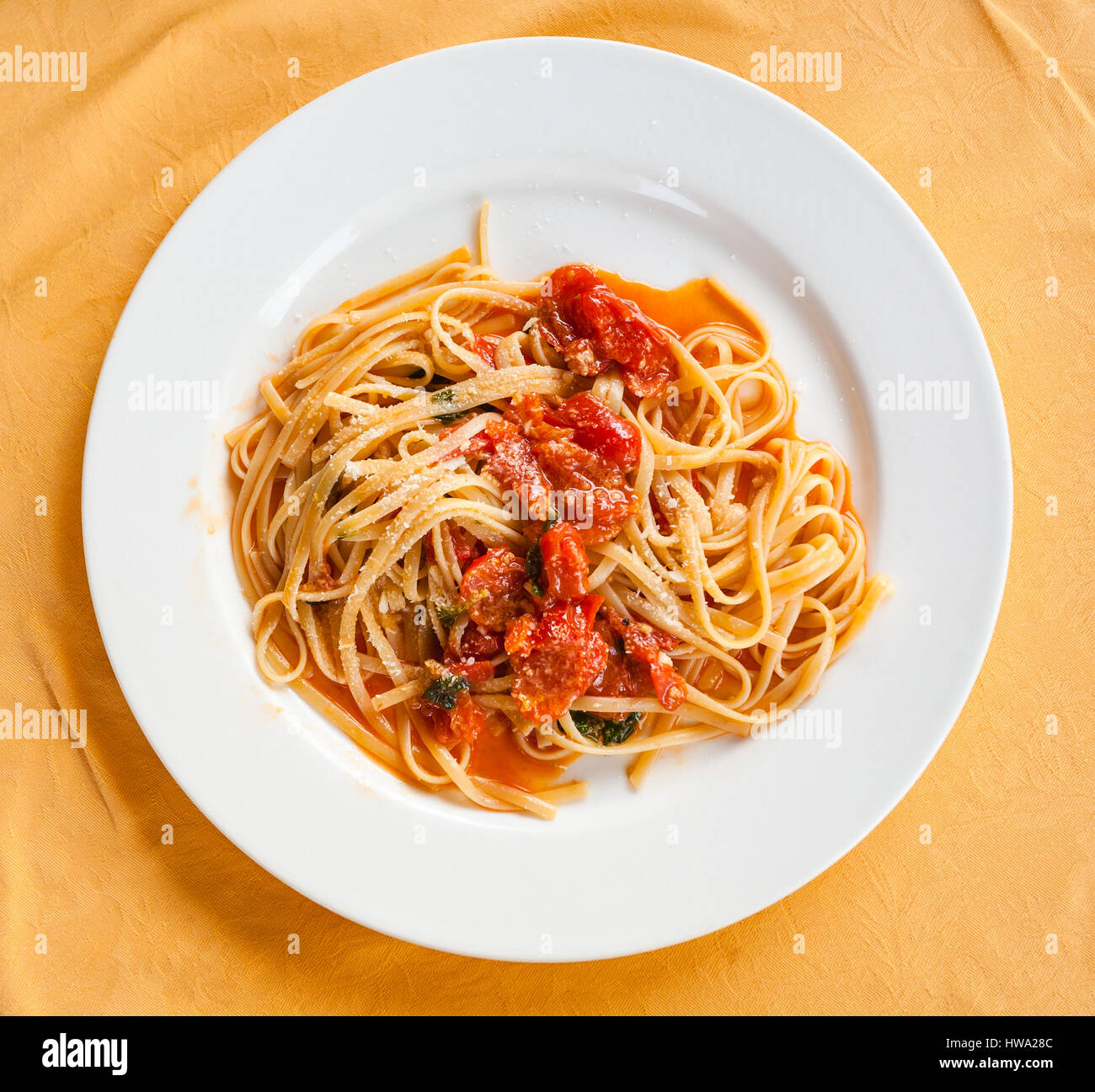 travel to Italy, italian cuisine - top view spaghetti with spicy tomato ...