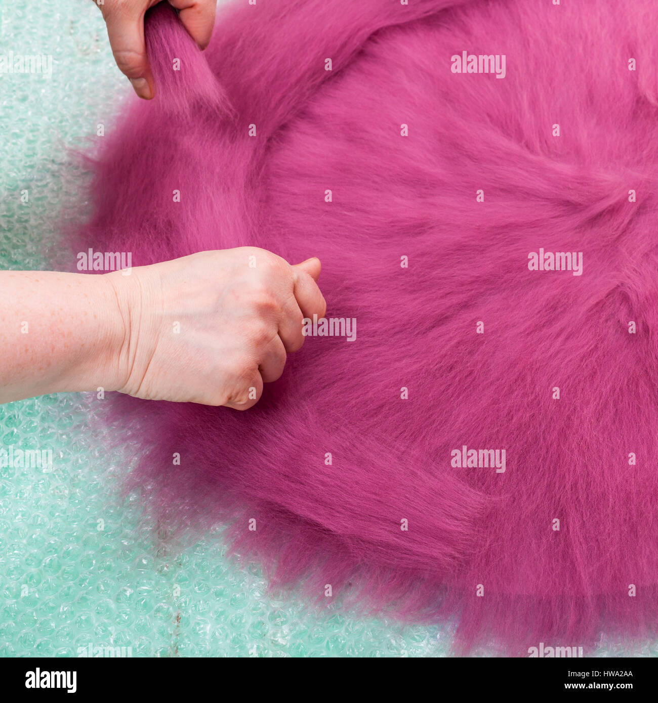 workshop of manufacturing of felt for beret in wet felting process ...