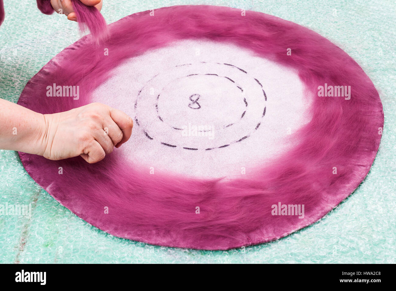 workshop of manufacturing of felt for beret in wet felting process ...