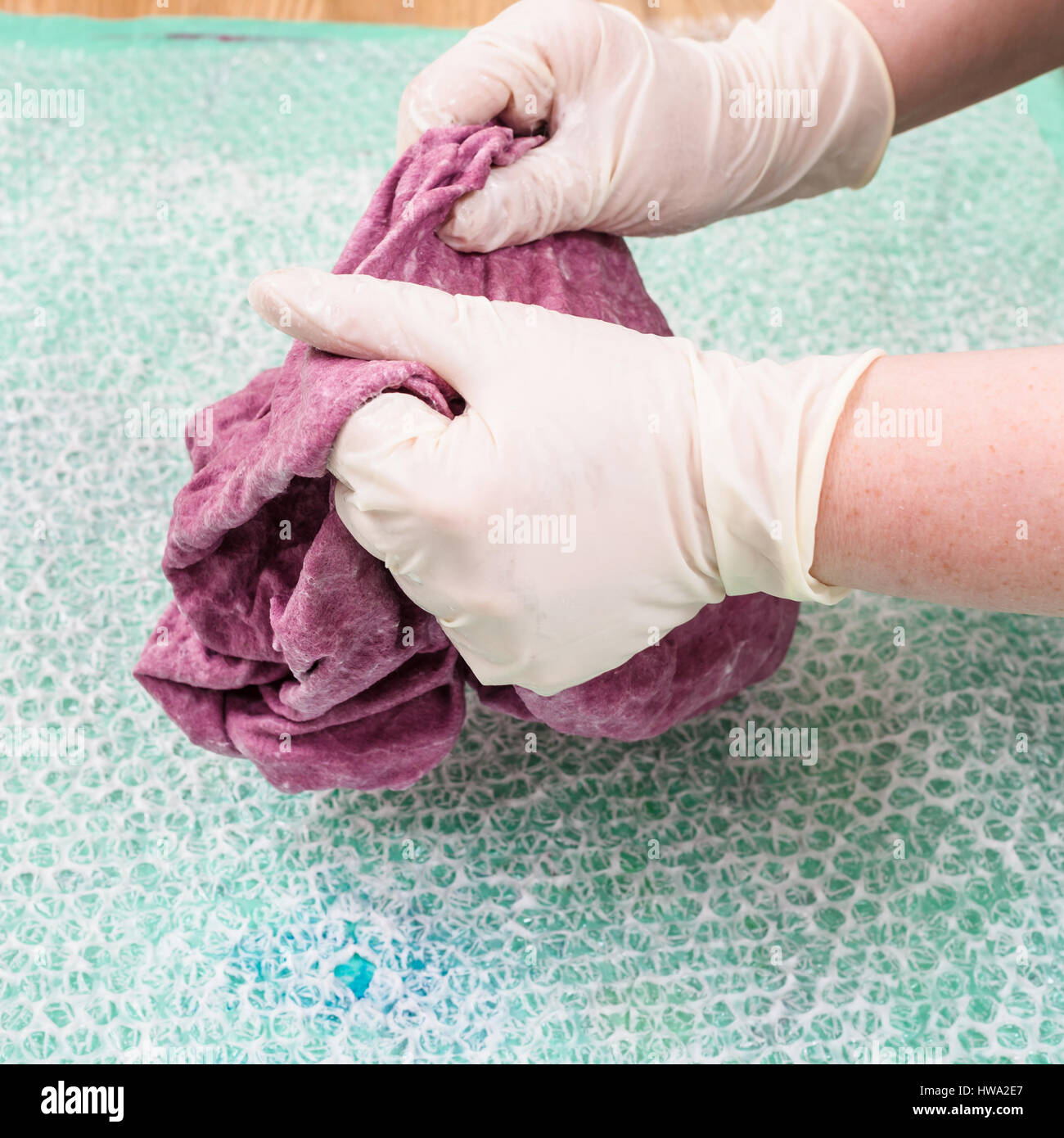 workshop of manufacturing of felt for beret in wet felting process ...