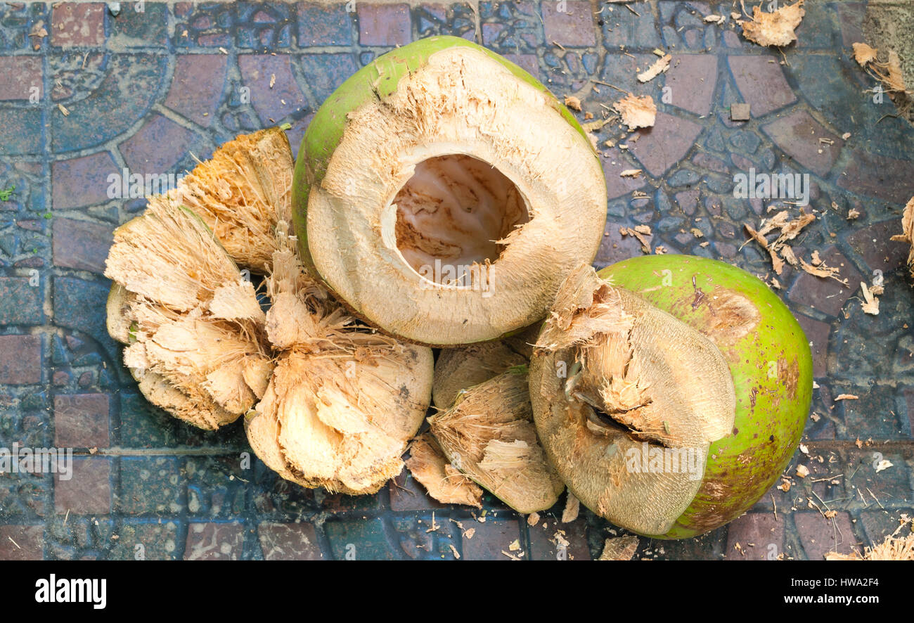 Closeup to Pile of Cracked Coconut Shell Stock Photo - Alamy
