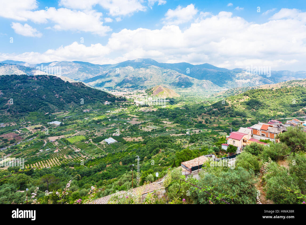 travel to Italy - above view of green gardens and Francavilla di ...
